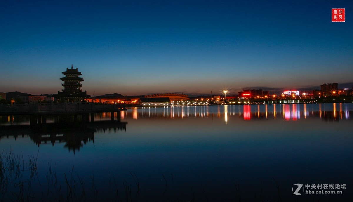 银凤湖夜景 甘肃白银 中关村在线摄影论坛