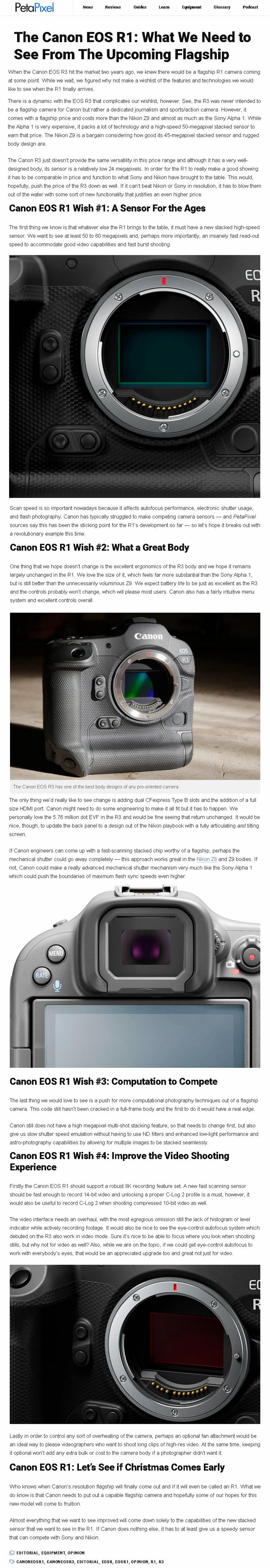 看PetaPixel关于EOS R1的刊文，我解读我们期待什么样的EOS R11。 我解读出来几点：-中关村在线摄影论坛