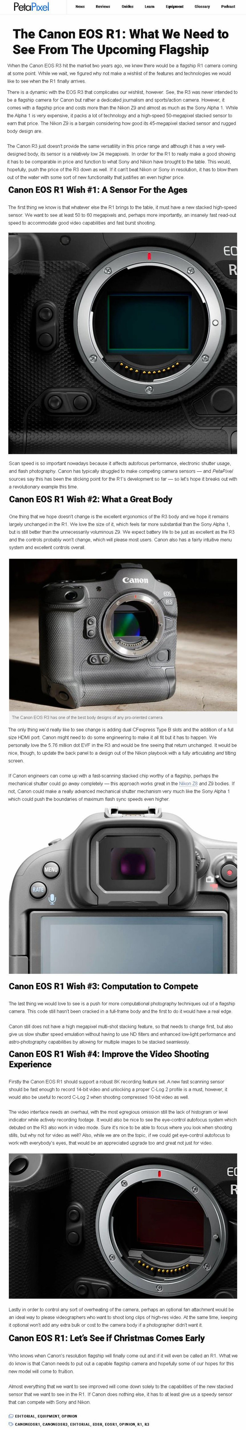 看PetaPixel关于EOS R1的刊文，我解读我们期待什么样的EOS R11。 我解读出来几点：-中关村在线摄影论坛